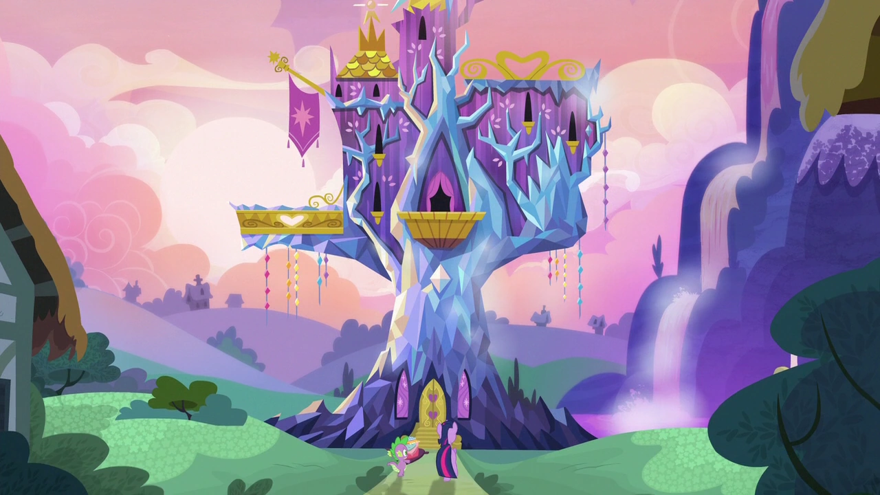 Imagen - Twilight y Spike a las puertas del castillo al atardecer ...