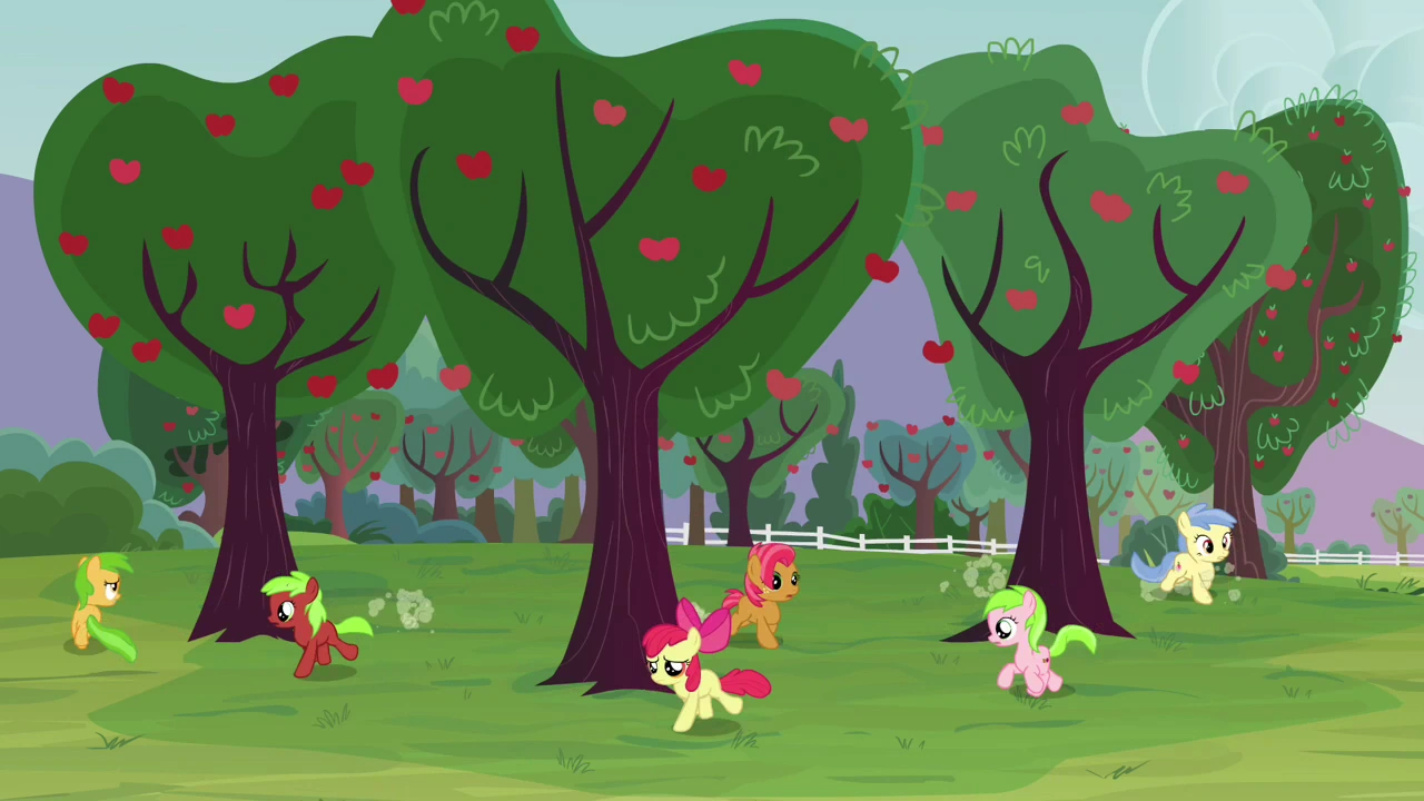 Image - The fillies running around trees S3E08.png | My Little Pony ...