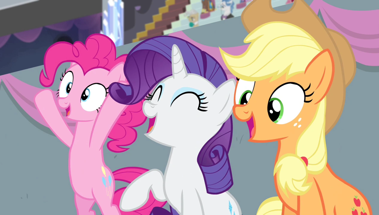 Image - Pinkie, Rarity, and Applejack cheering S4E24.png | My Little ...