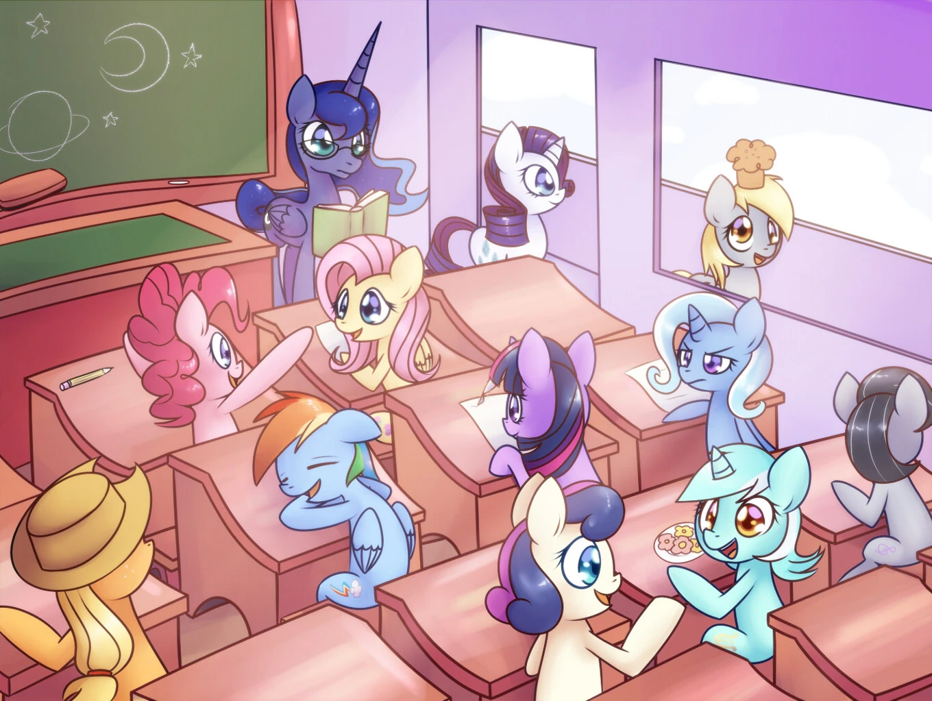 Image - FANMADE ponies in a classroom by solar-slash.jpg | My Little ...