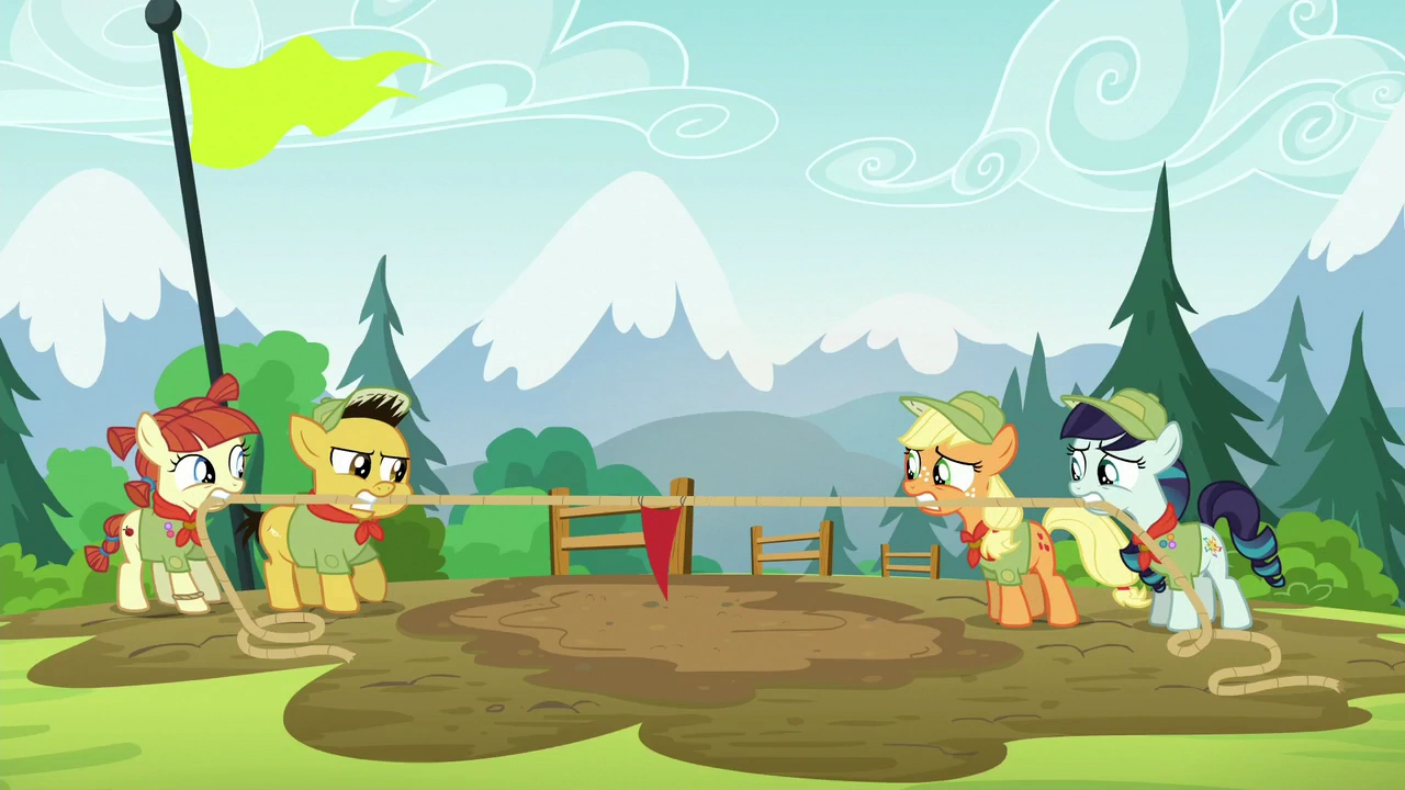Image - Applejack and Rara playing Tug O War S5E24.png | My Little Pony ...