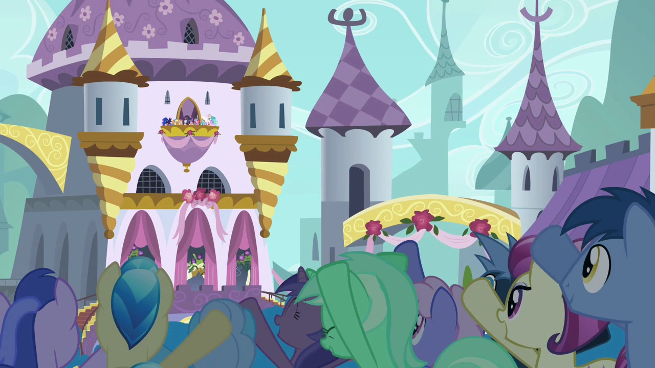 Image - Crowd of ponies cheering for Princess Twilight S3E13.png | My ...