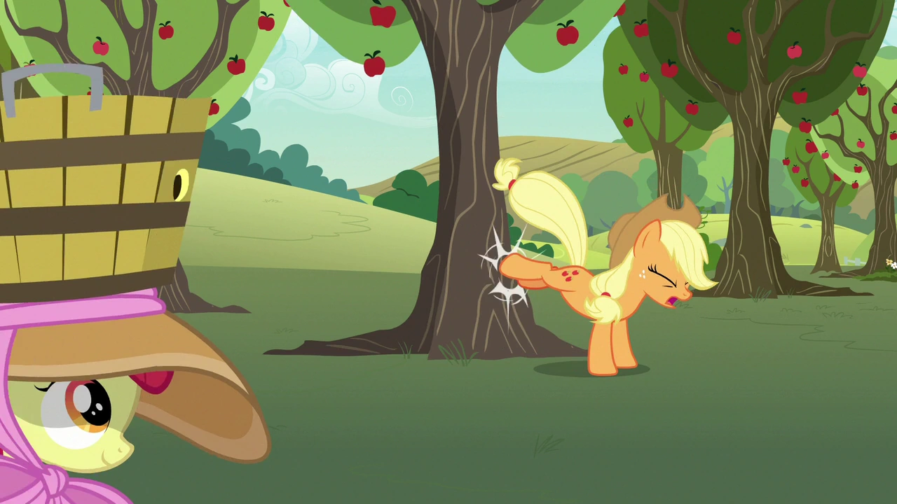 Image - Applejack bucking another apple tree S7E9.png | My Little Pony ...