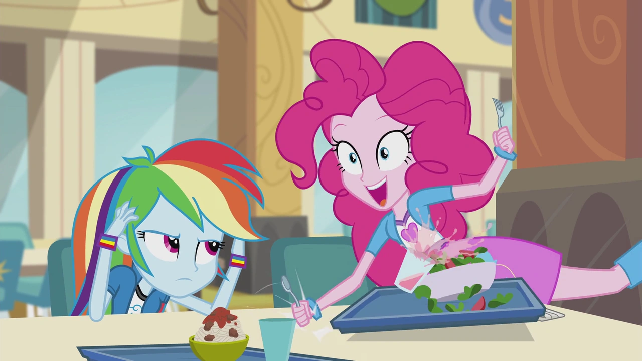 Image - Pinkie Pie pounding on lunch table EG2.png | My Little Pony ...