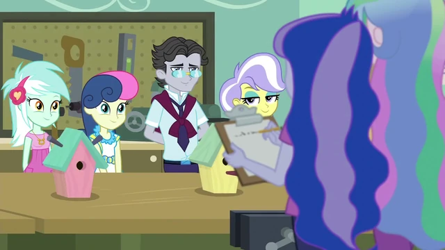 Image - Lyra, Sweetie Drops, Jet Set, and Upper Crust's birdhouses EG3 ...