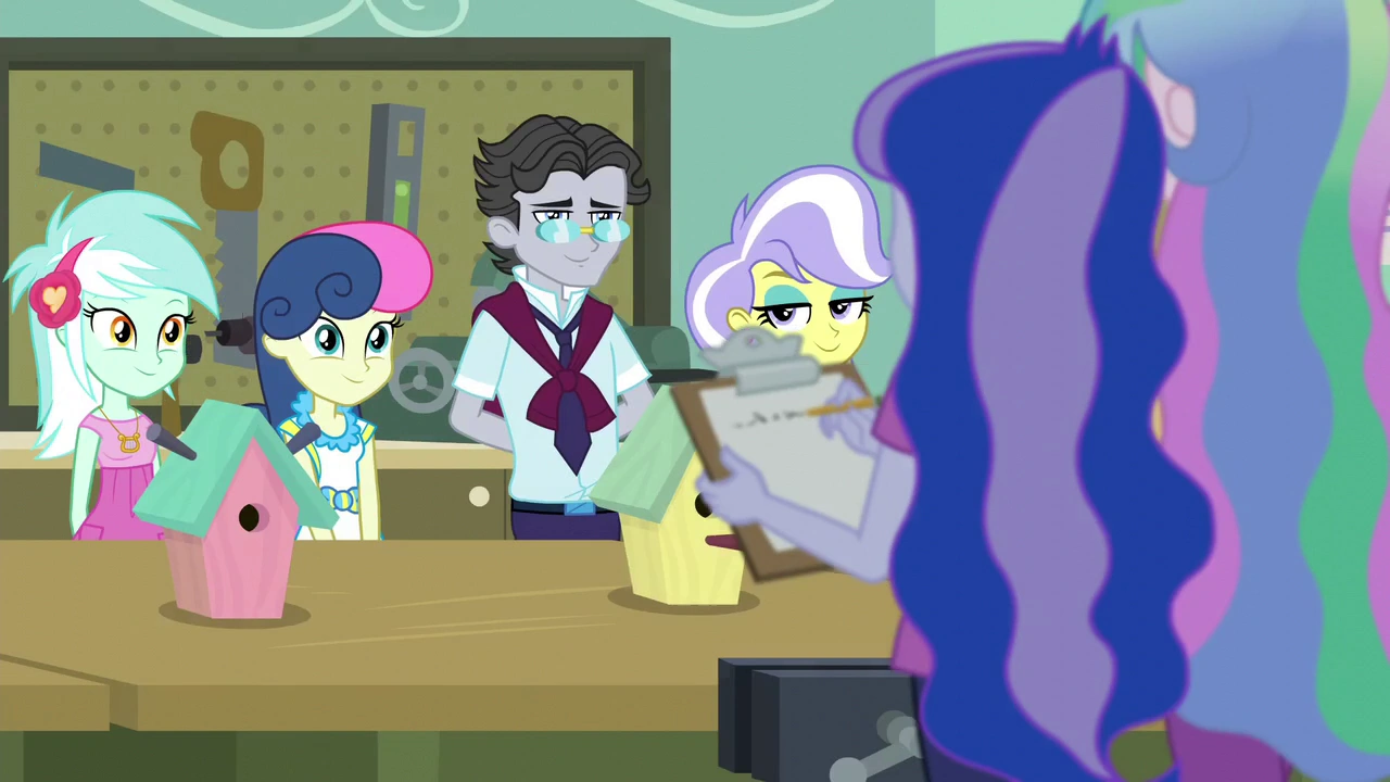 Image - Lyra, Sweetie Drops, Jet Set, and Upper Crust's birdhouses EG3 ...