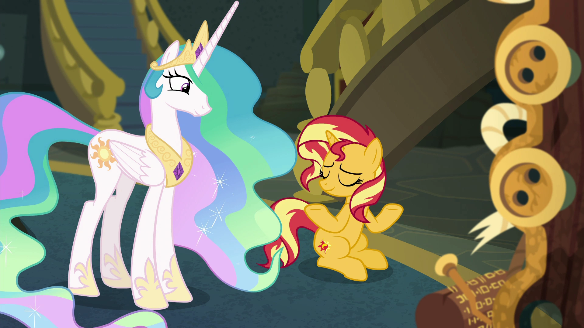 Image - Sunset Shimmer shrugging at Celestia EGFF.png | My Little Pony ...