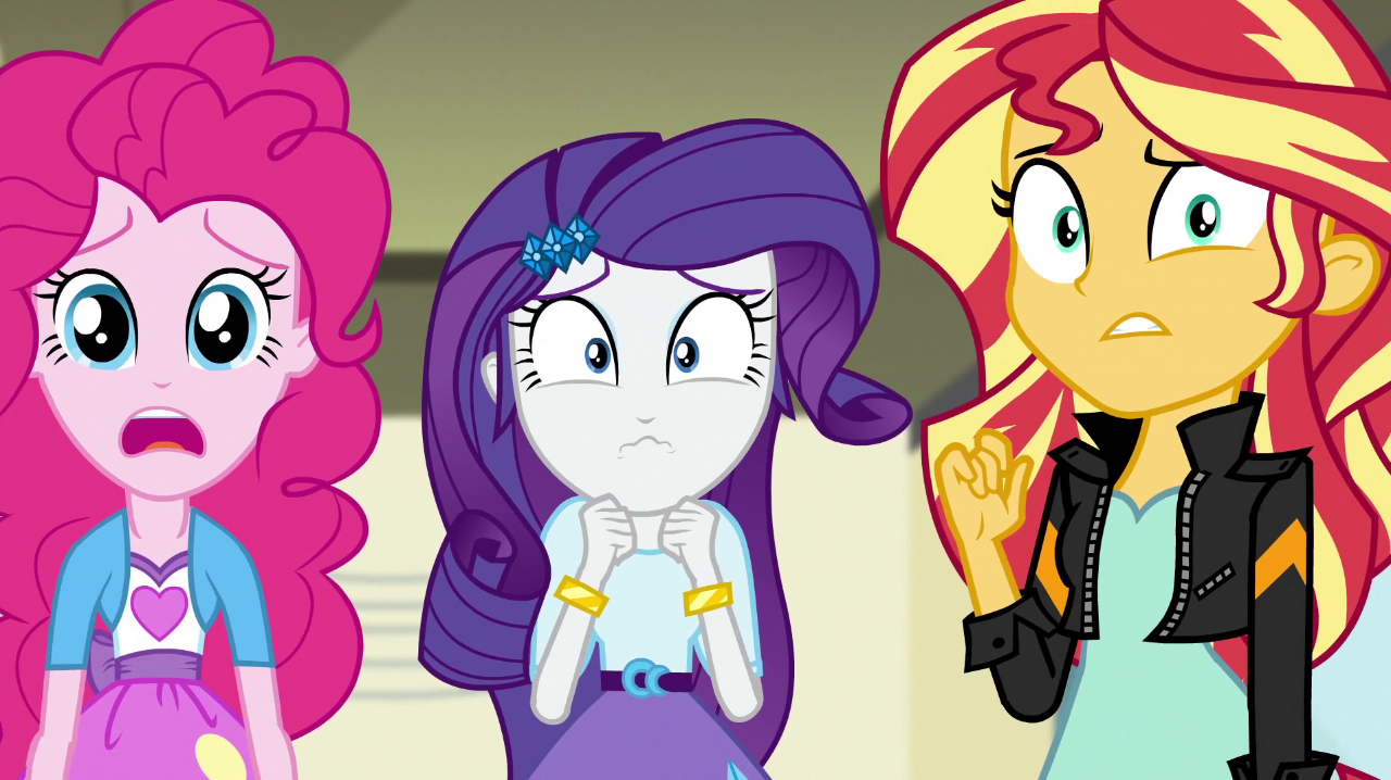 Изображение Pinkie Rarity And Sunset Looking Worried Egs1png