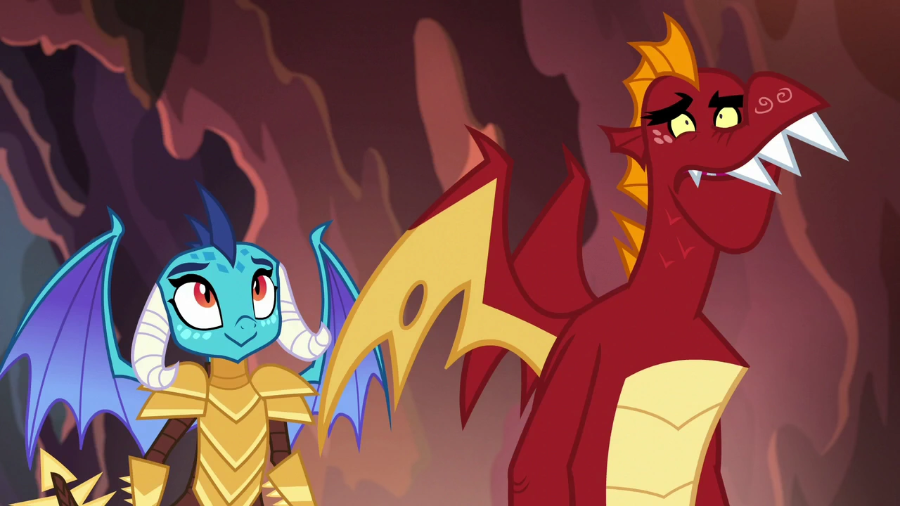 Imagem - Ember smirking; Garble shocked S6E5.png | My Little Pony A ...
