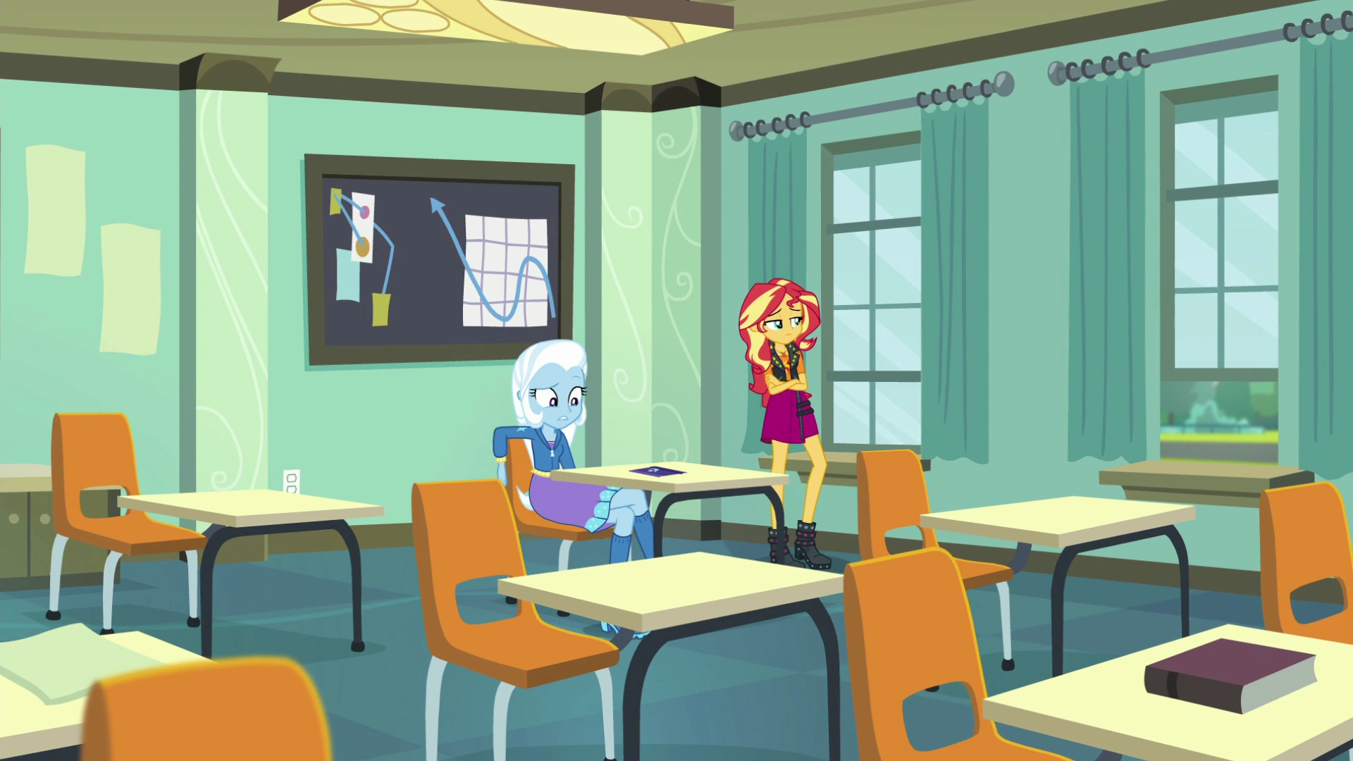Image - Sunset and Trixie in an empty classroom EGFF.png | My Little ...