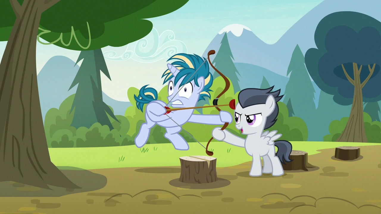 Image - Rumble holding Skeedaddle's archery bow S7E21.png | My Little ...