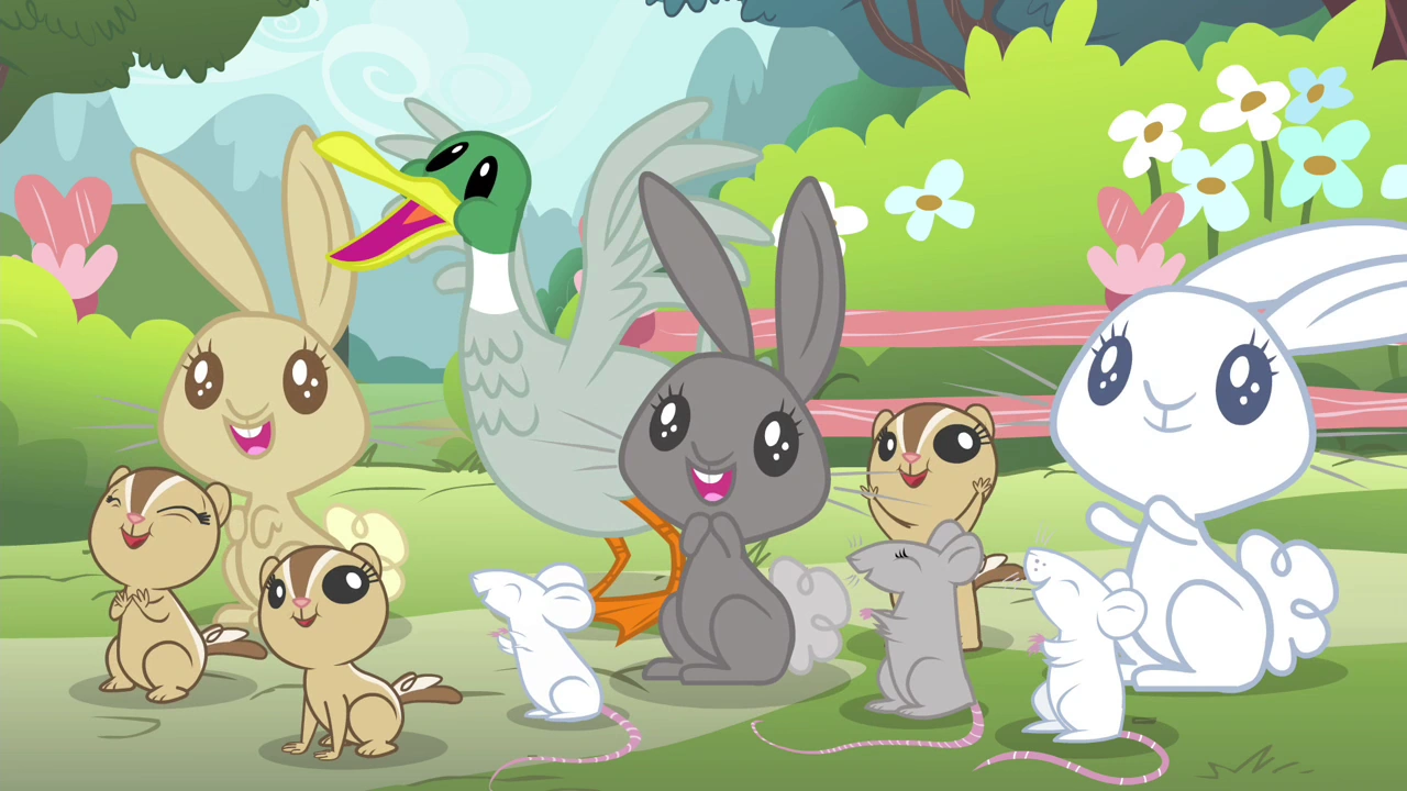 Imagem - Fluttershy's animal friends cheering Fluttershy S4E14.png | My ...