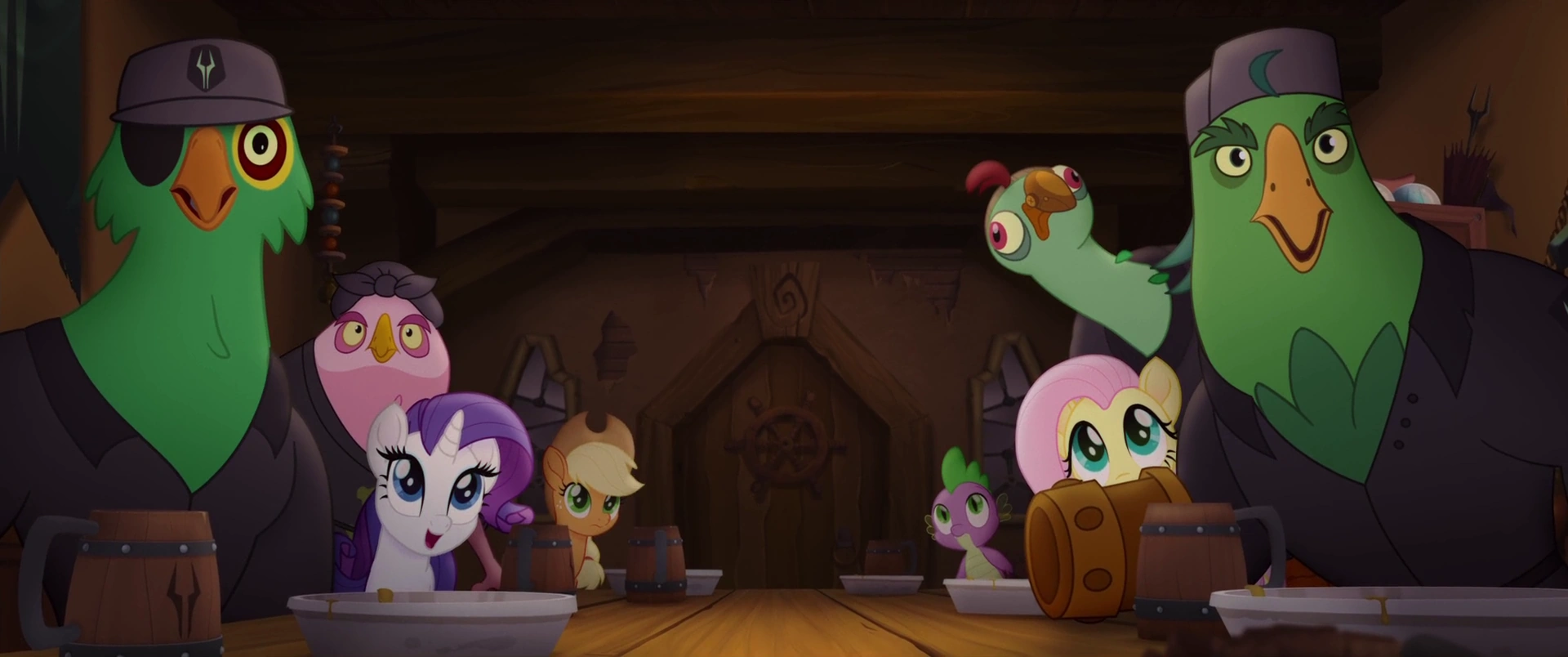 Image - Main ponies and parrots staring in awe MLPTM.png | My Little ...