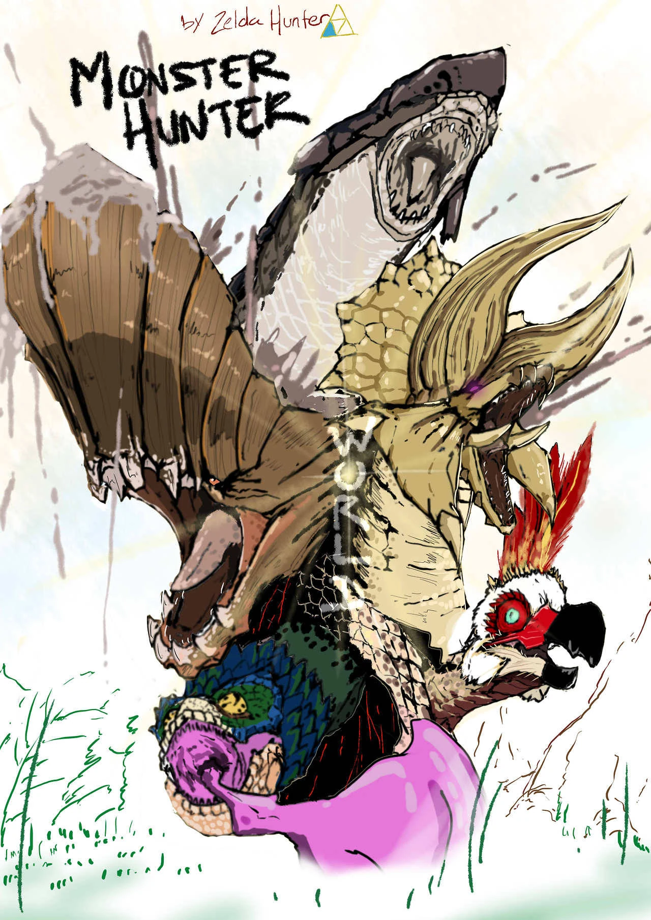 Image - MHW Monsters by ZeldaHunter.jpg | Wiki L'encyclopédie Moga ...