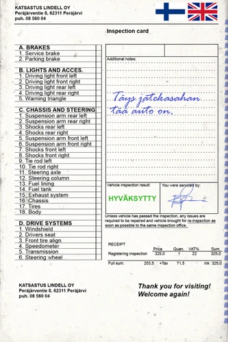 Inspection receipt | My Summer Car Wikia | Fandom