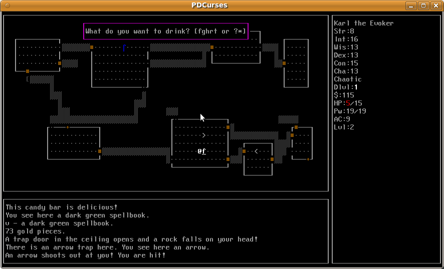 Image - Screenshot-pdcurses-linux.png | NetHack Curses Interface Wiki ...