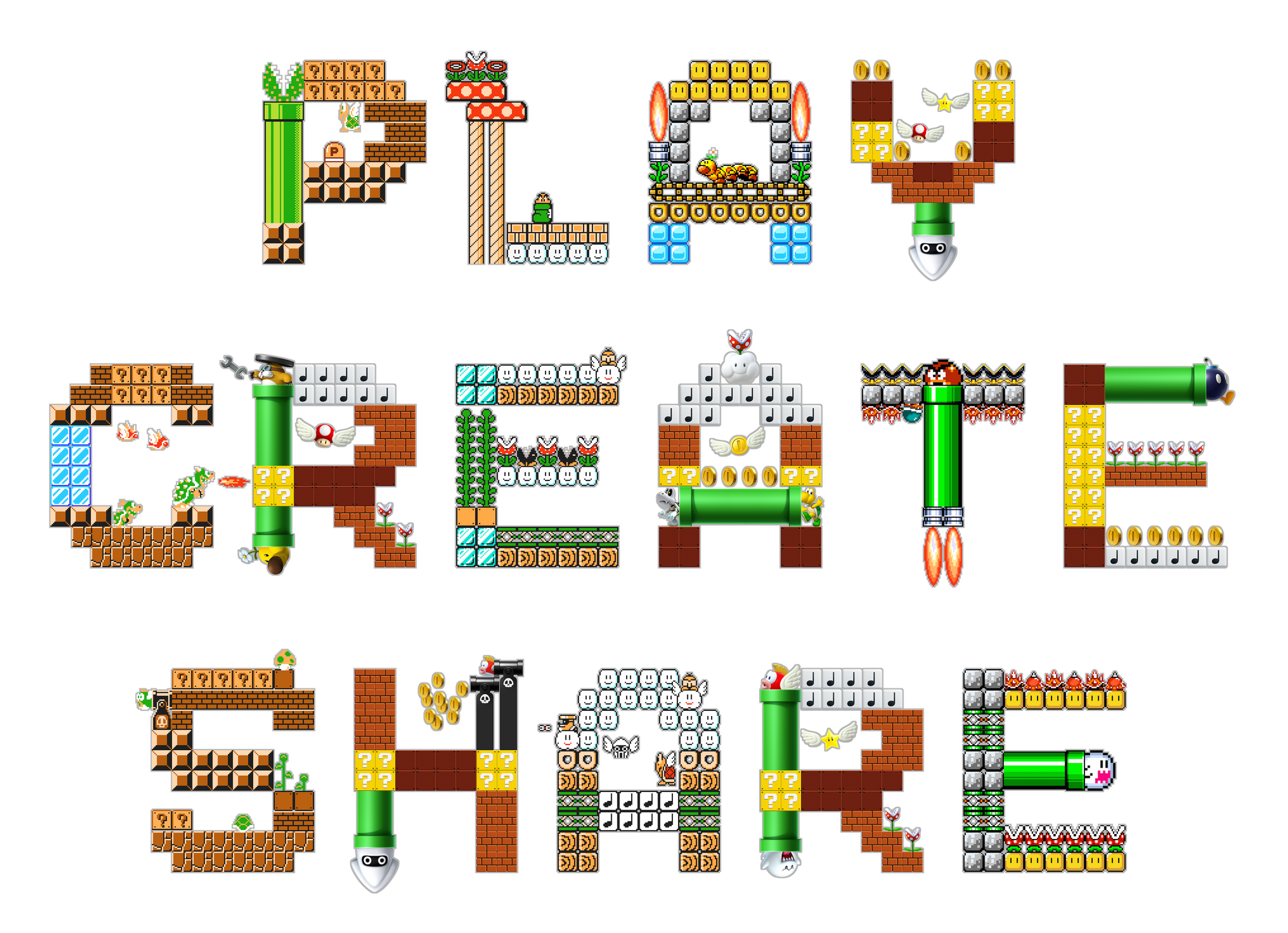 Image Super Mario Maker PLAY CREATE SHARE png Nintendo FANDOM image-super-mario-maker-play-create-share-png-nintendo-fandom