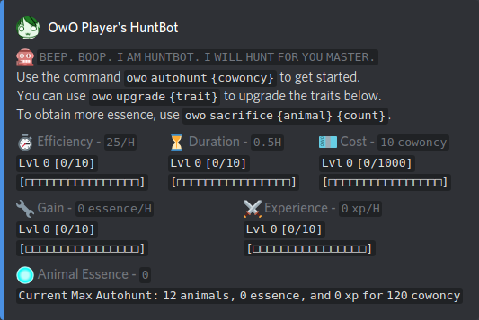 Guide:Trisq's Huntbot Guide | OwO Bot Wiki | Fandom