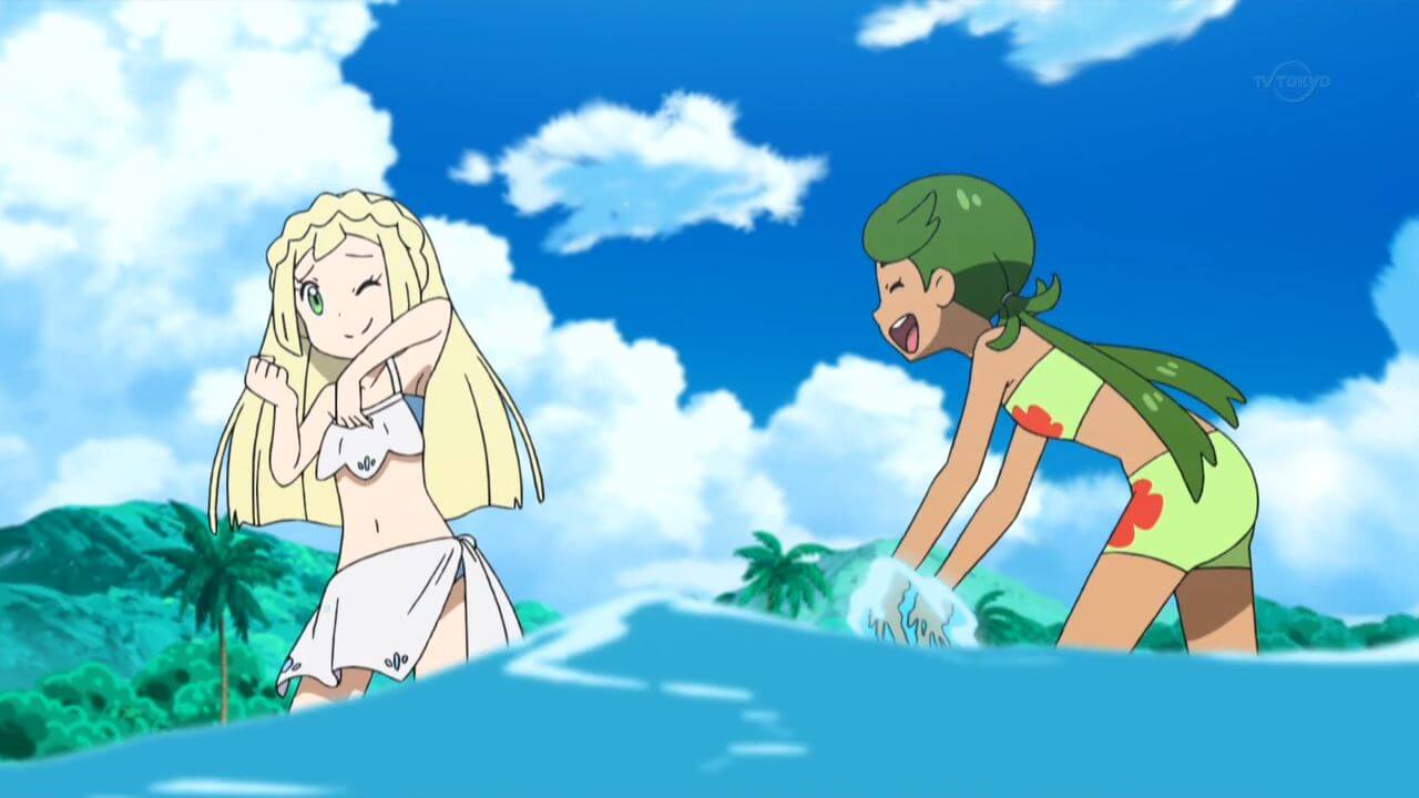 Image Mallow And Lillie Playing In The Water 1 Heroes Wiki