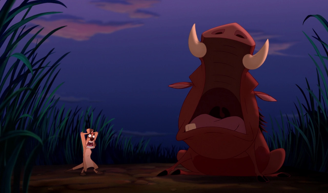 Image - Timon & Pumbaa screams each other.png | Heroes Wiki | FANDOM ...