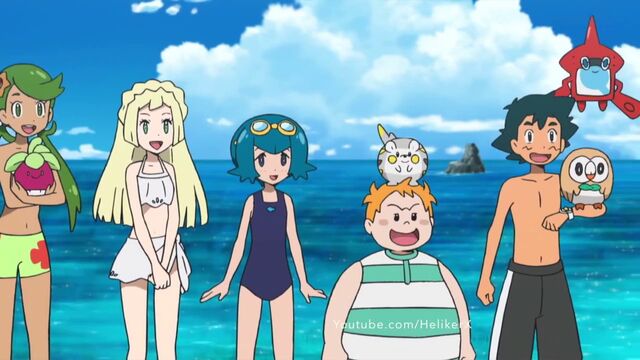 Image Ash Lana Mallow Lillie And Sophocles In Beach Heroes
