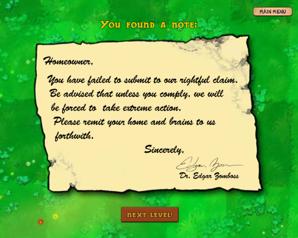 Image - Roof Note.png | Plants vs. Zombies Wiki | FANDOM powered by Wikia Image - Roof Note.png | Plants vs. Zombies Wiki | FANDOM powered by Wikia