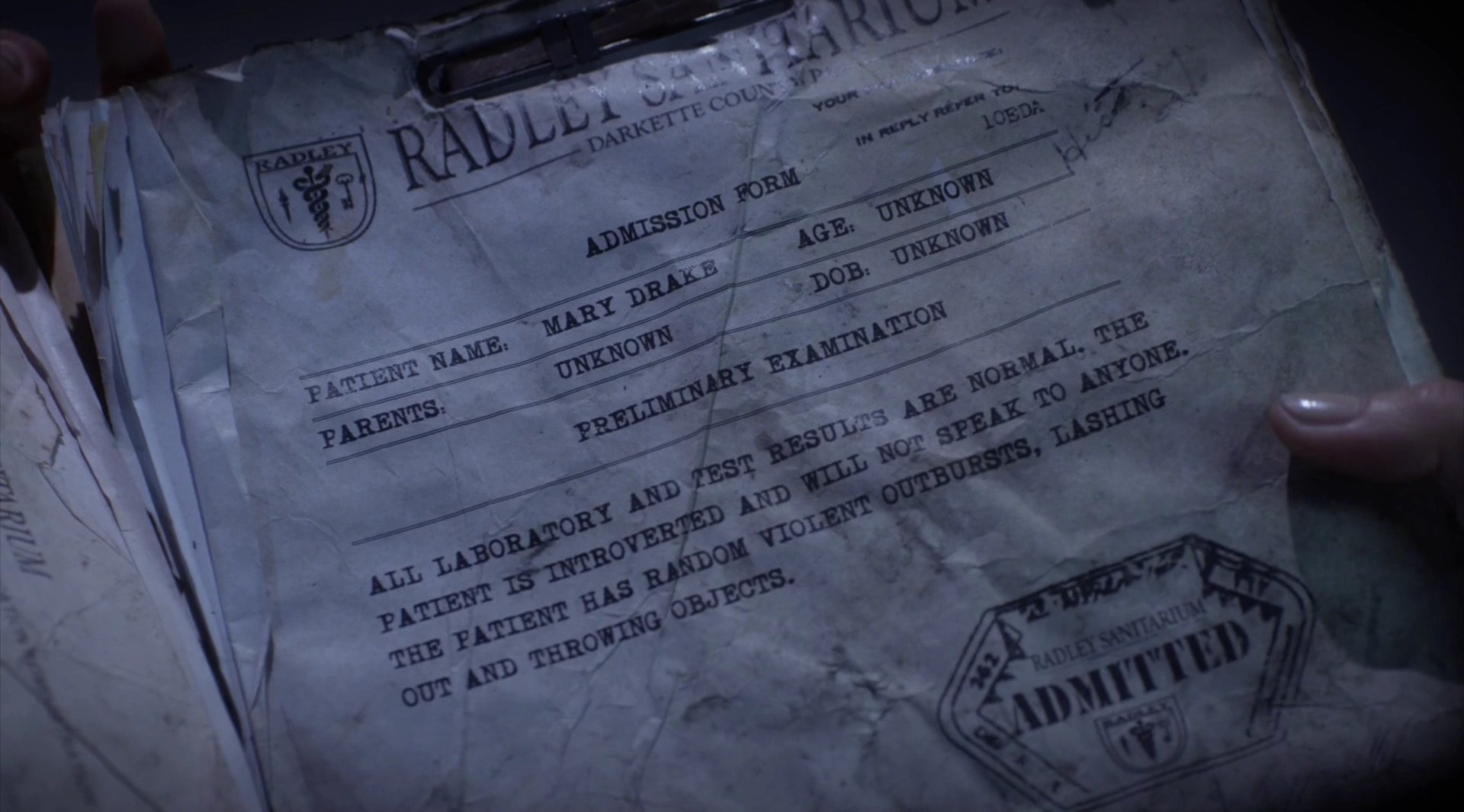 Mary's Radley file. | Fandom
