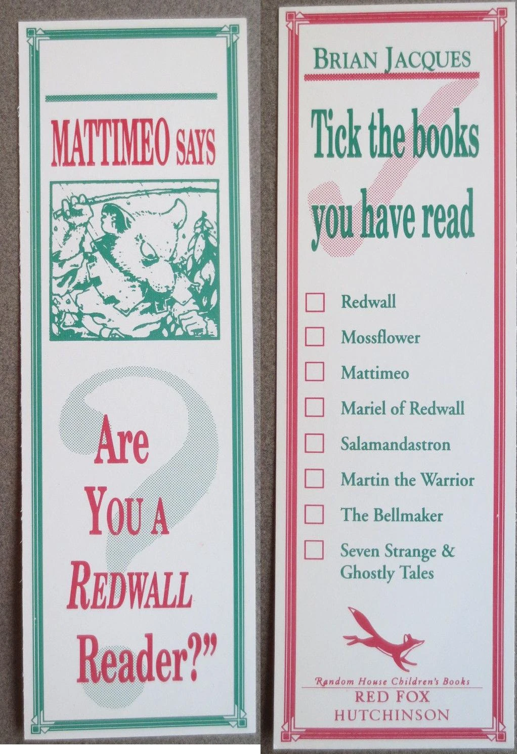 Redwall Bookmarks | Redwall Wiki | Fandom