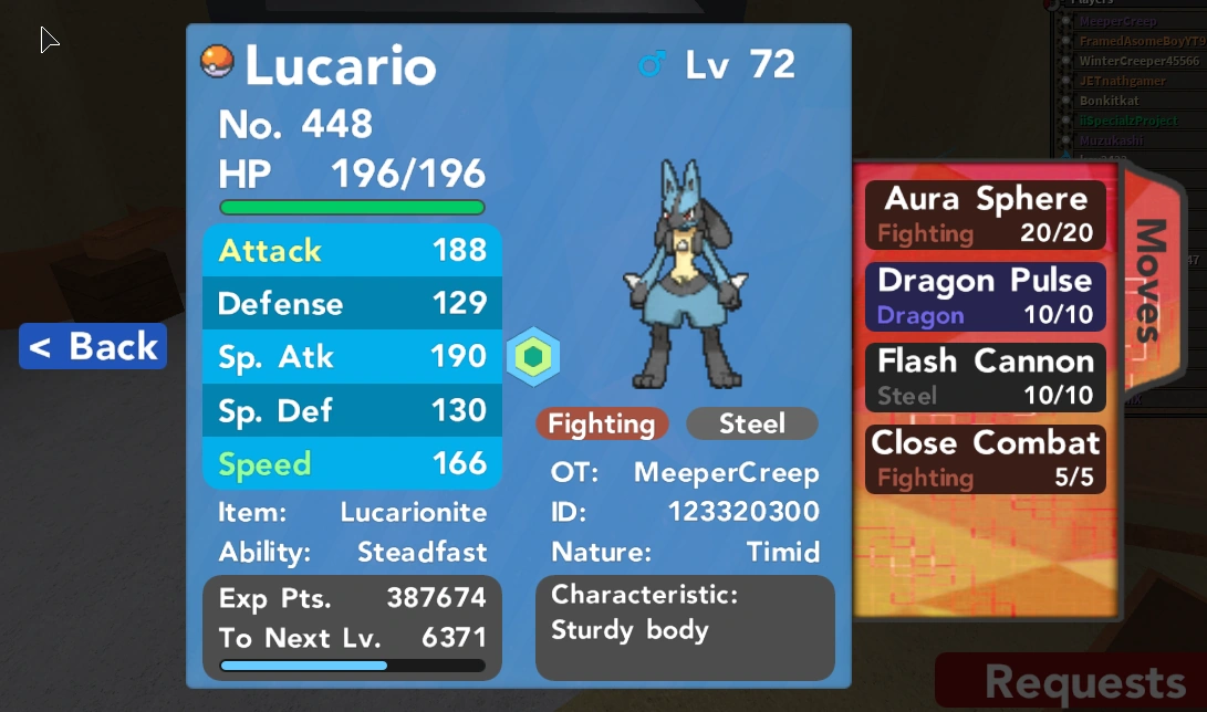 Image - Lucario Info MeeperCreepPokemon.png | Pokémon Brick Bronze ...