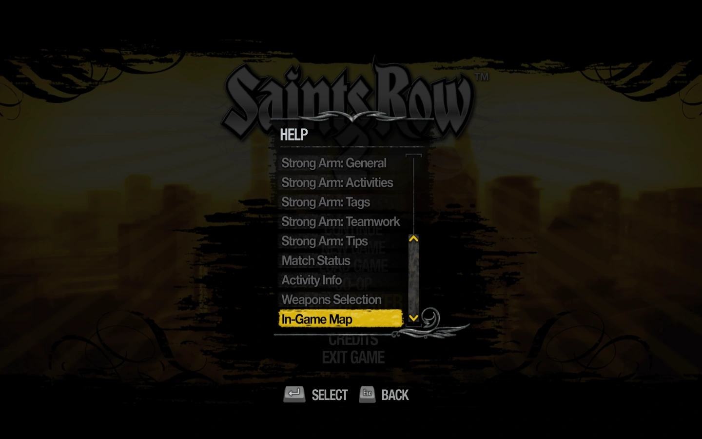 Image - Main Menu in Saints Row 2 - Multiplayer - Help bottom.png ...