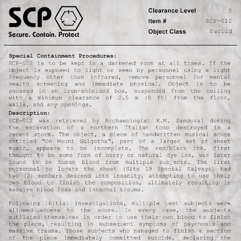 SCP-012 | SCP: Containment Breach Unity Edition Wiki | Fandom