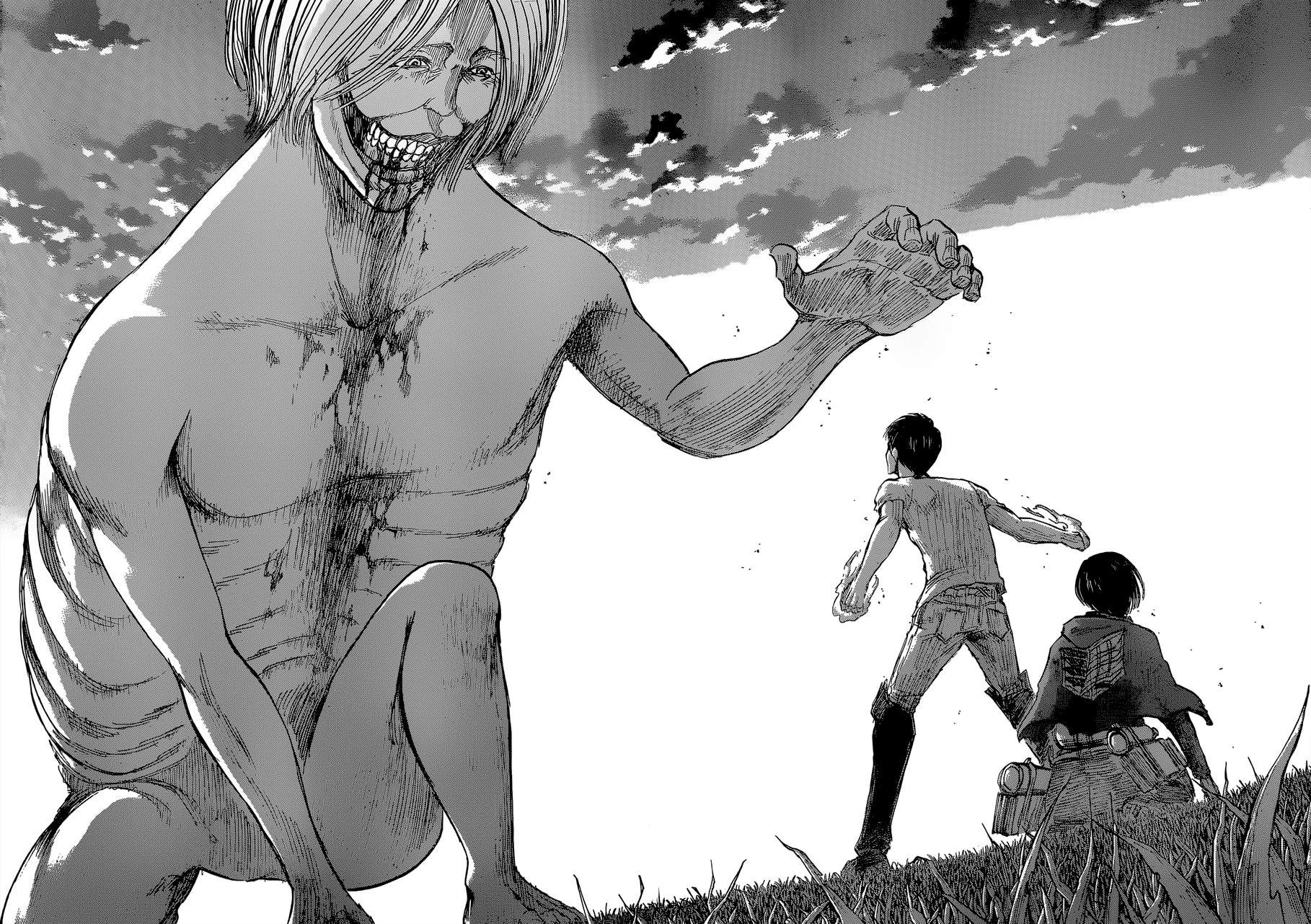 Image - The Smiling Titan reaches for Eren and Mikasa.jpg | Attack on ... Image - The Smiling Titan reaches for Eren and Mikasa.jpg | Attack on ...