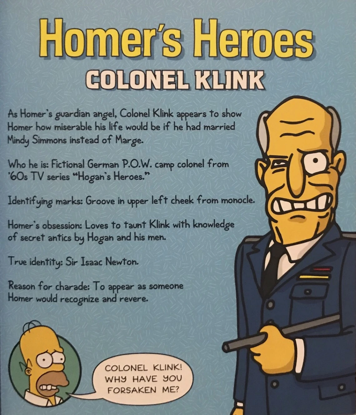 Homer's Heroes: Colonel Klink | Simpsons Wiki | Fandom