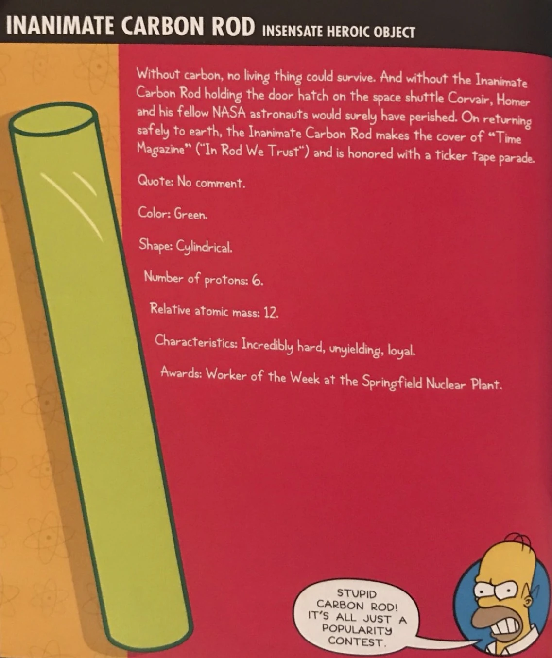 Inanimate Carbon Rod Factfile | Simpsons Wiki | FANDOM powered by Wikia