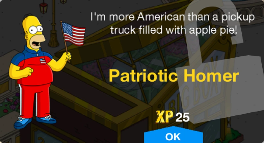 Patriotic Homer | The Simpsons: Tapped Out Wiki | Fandom