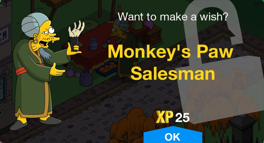 Monkey's Paw Salesman | The Simpsons: Tapped Out Wiki | Fandom