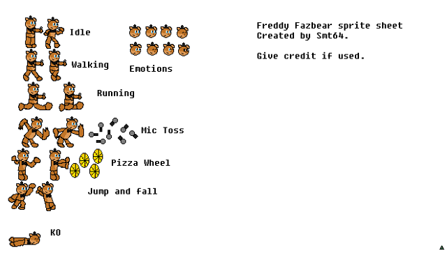 Image - Freddy Fazbear Sprite Sheet.png | Smt64 and Friends Wikia ...