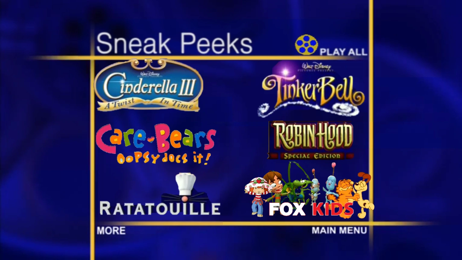 Sneak Peeks menu from Garfield: A Tail of Two Kitties 2006 DVD | Sneak Peeks Menu Wiki | Fandom