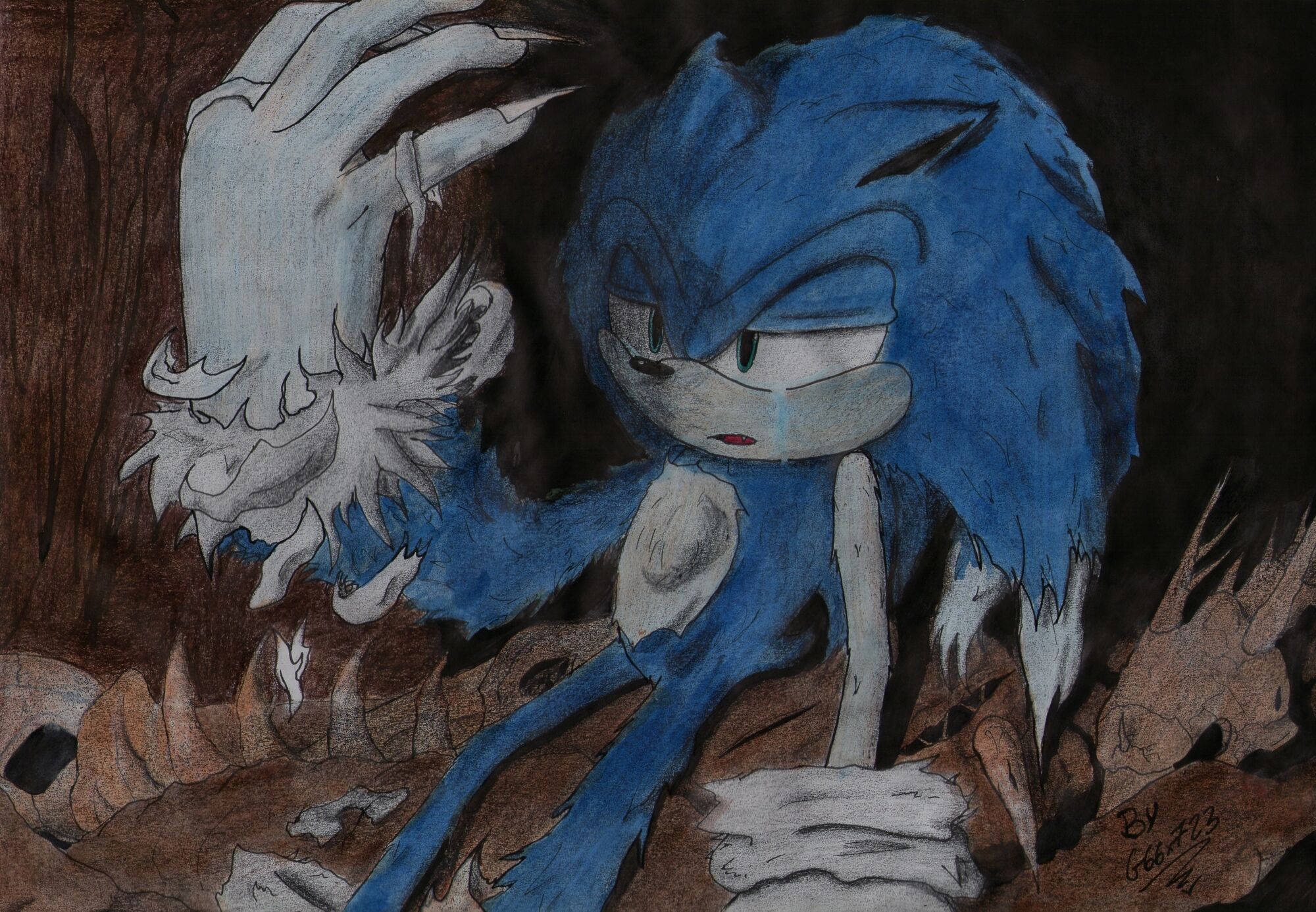 Image Sonic Turning Into A Werehog With A Tear Streaking Down Sonic The Hedgehog Fanon