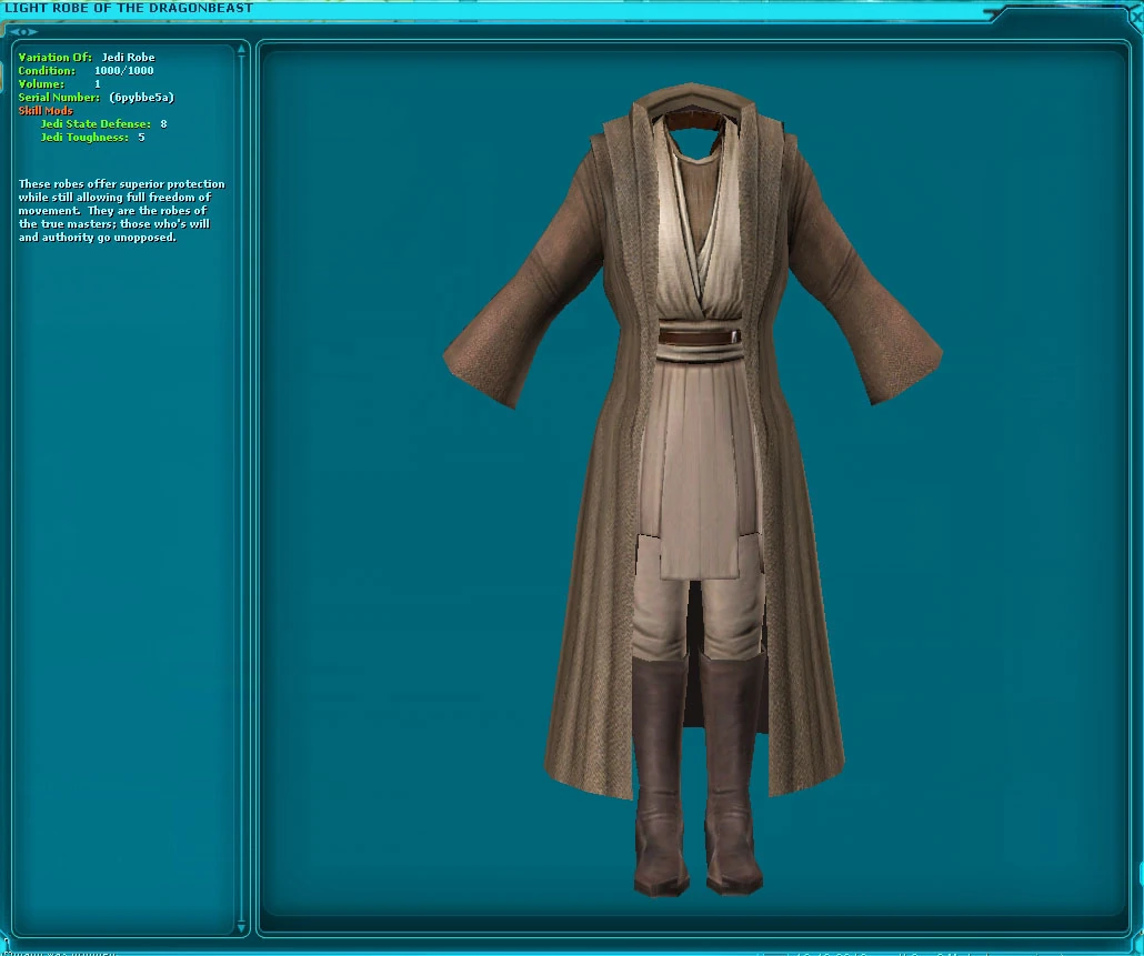 Jedi Items/Light Robe of the Dragonbeast | SWG-Revelation Wiki | Fandom