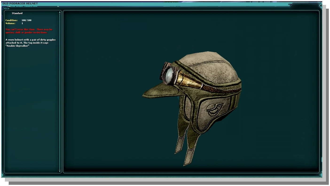 Old Podracer Helmet | SWG Wiki | Fandom