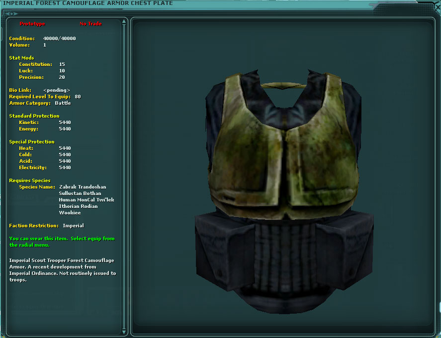 Imperial Forest Camouflage Armor Chest Plate | SWG Wiki | Fandom