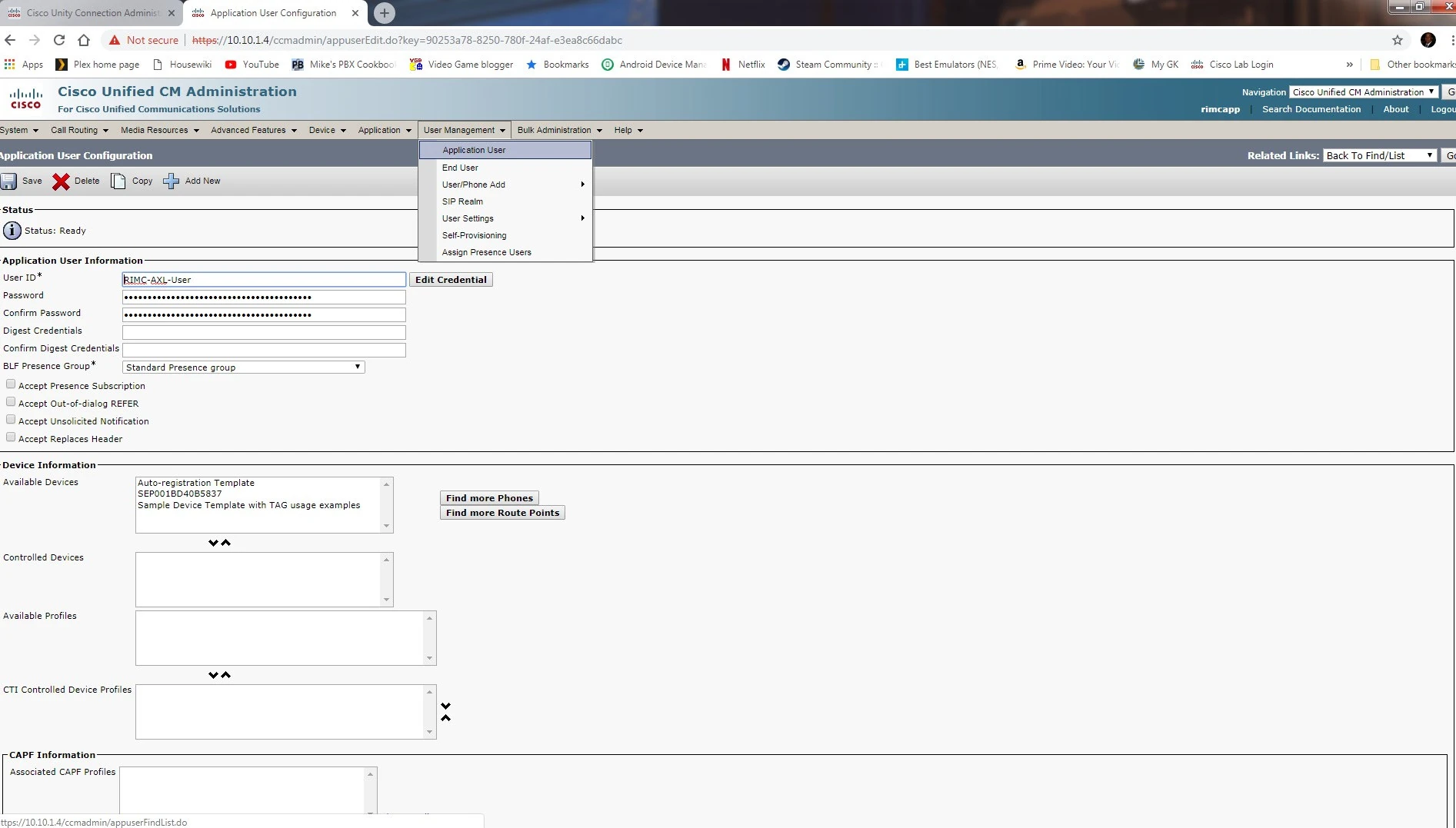 CUCM Setup Unity Access for AXL User | Telephony-Networking Wiki | Fandom
