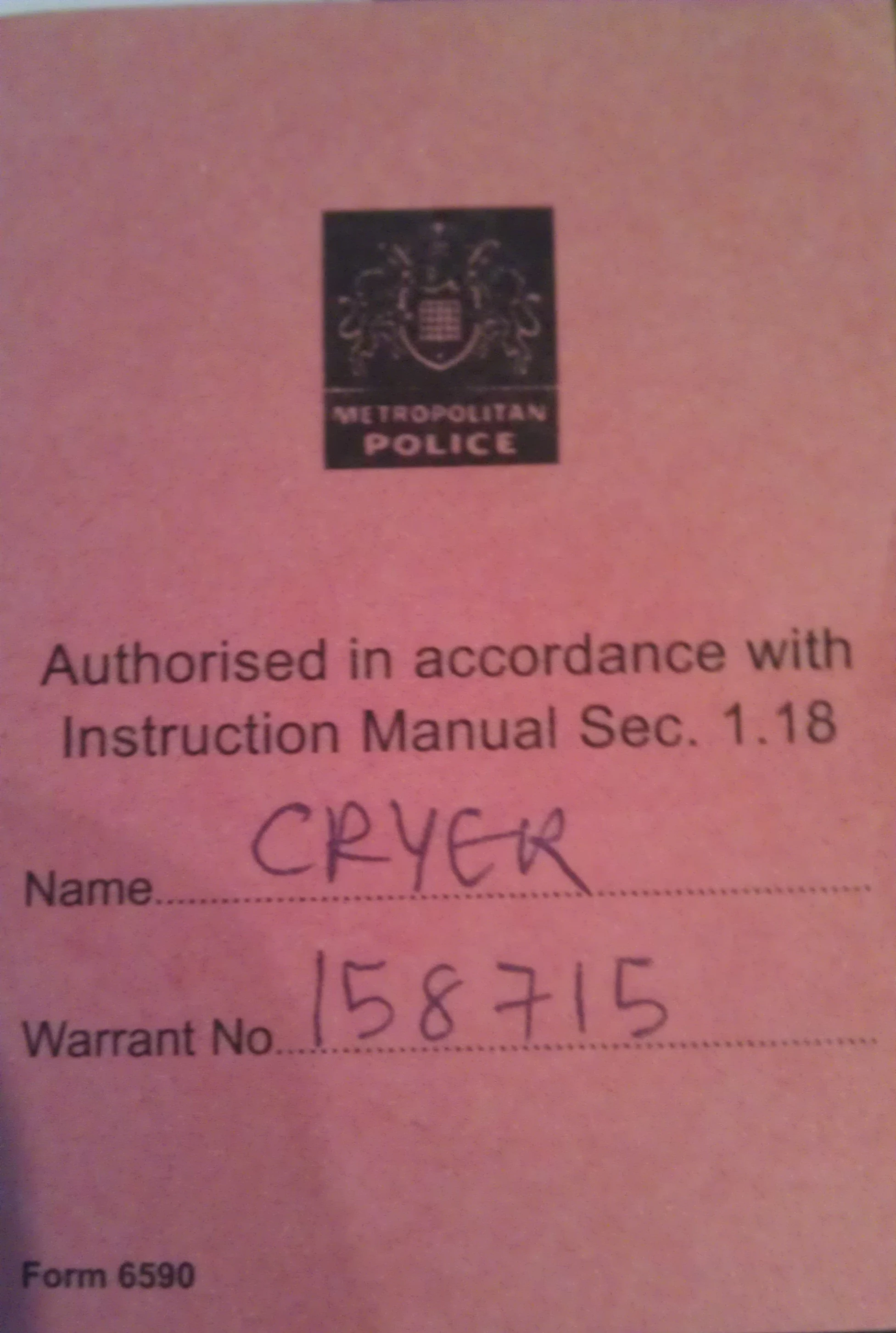 Pink Card | The Bill Wiki | Fandom