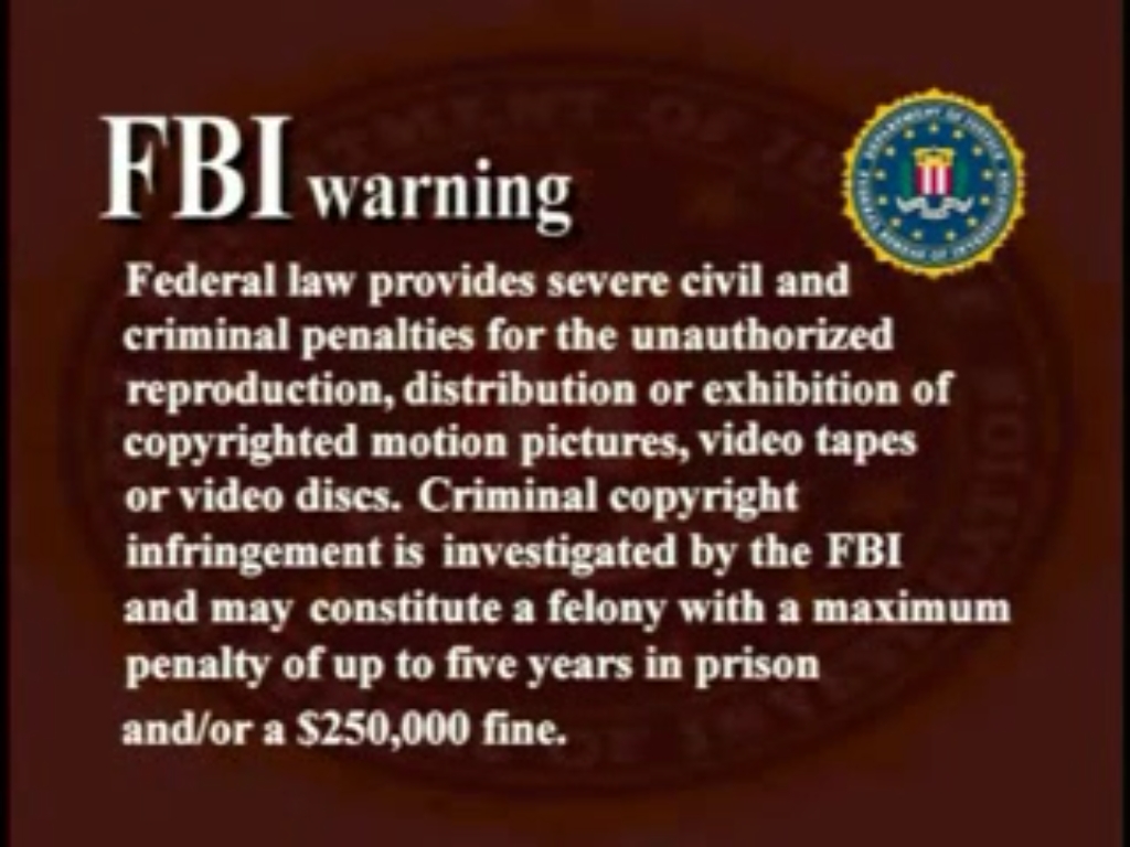 Echo Bridge Home Entertainment Warning Screens | The FBI Warning ... Echo Bridge Home Entertainment Warning Screens | The FBI Warning ...