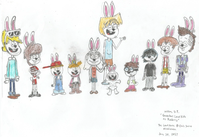 Image - Loud Kids Genderbent and as Rabbits (colored).png | The Loud ...