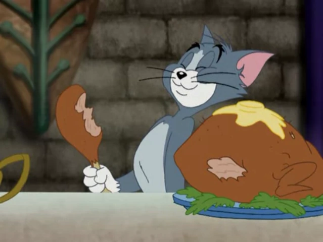 Image - Medieval Menace - Tom eating chicken.PNG | Tom and Jerry Wiki ...