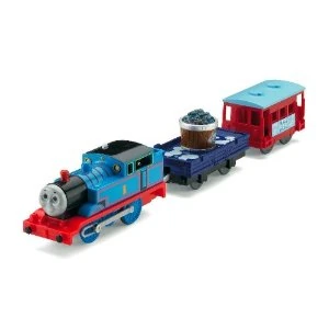 Prototype Thomas in "Slippy Sodor" with Blue Flatcar with a Bucket of ...