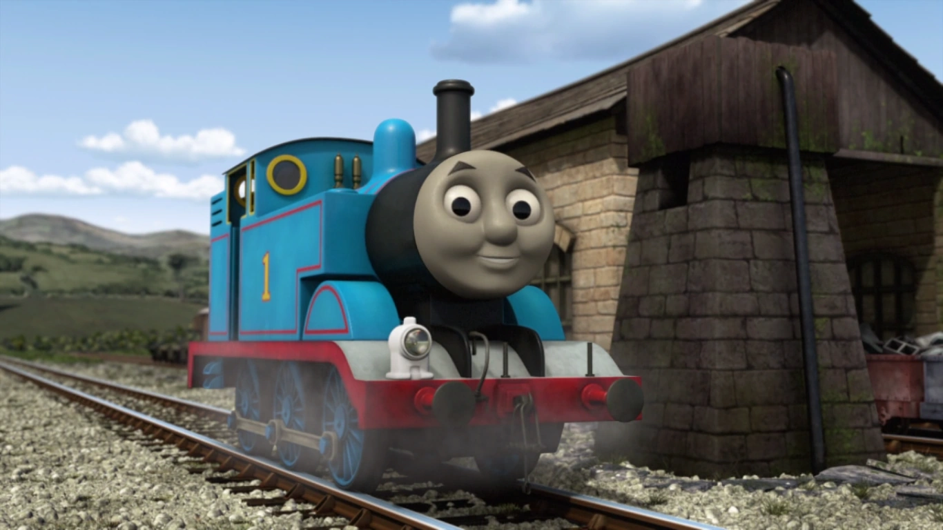CGI Thomas with a model face - Blue Plastic Tracks
