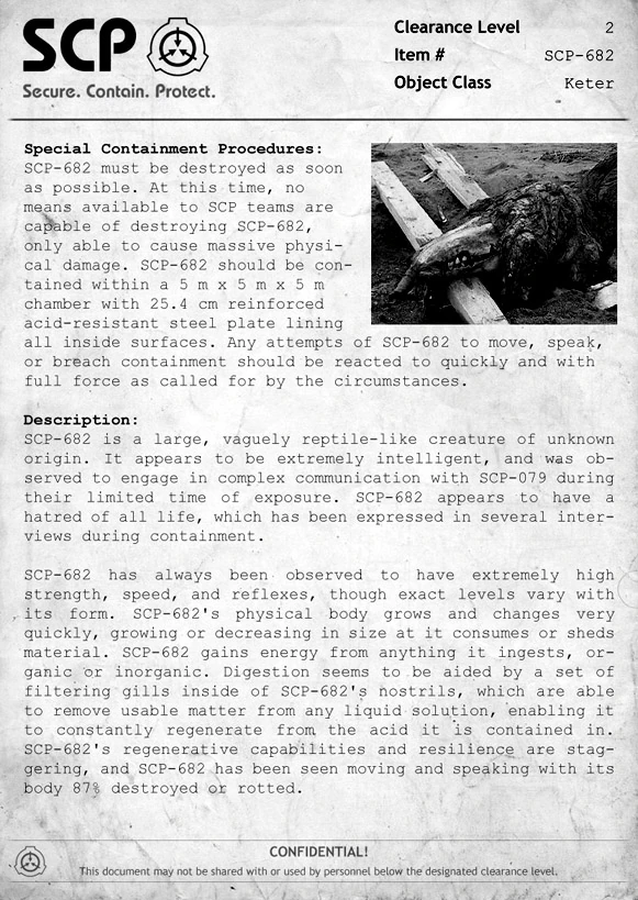 Image - SCP-682 Document.jpg | Villains Wiki | FANDOM powered by Wikia
